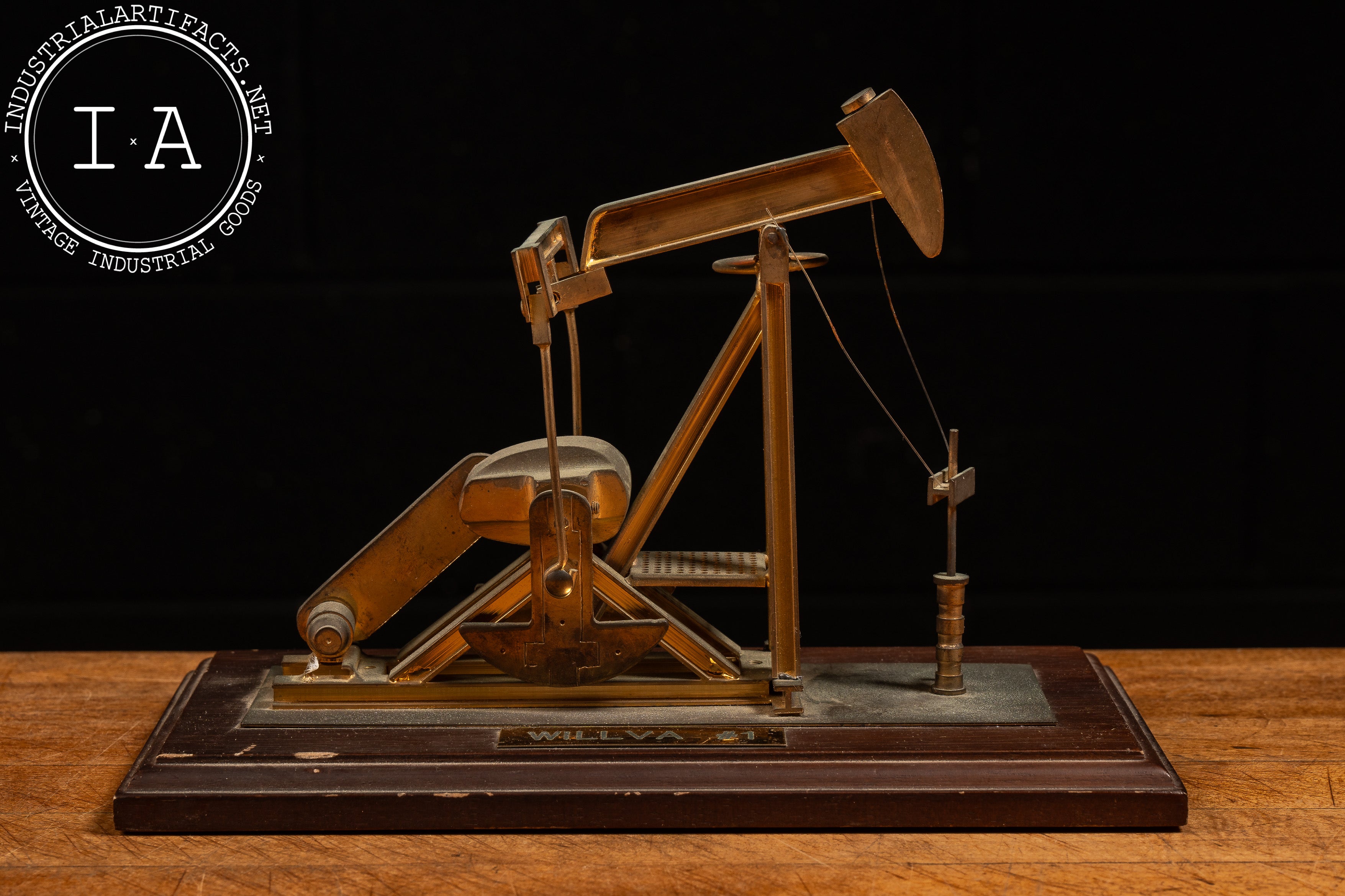 Vintage Commemorative Brass Oil Derrick Model – Industrial Artifacts
