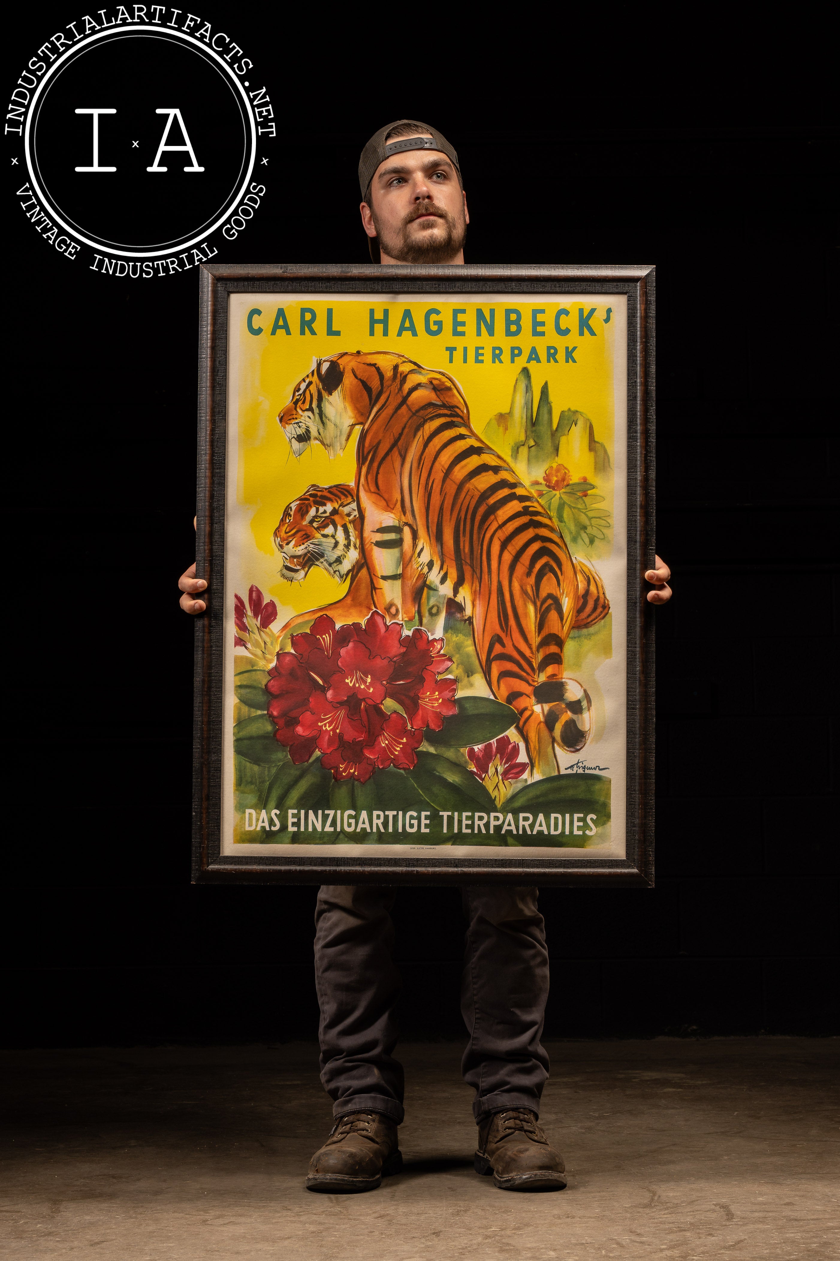 Vintage Tierpark Hagenbeck Litho Linen Print – Industrial Artifacts