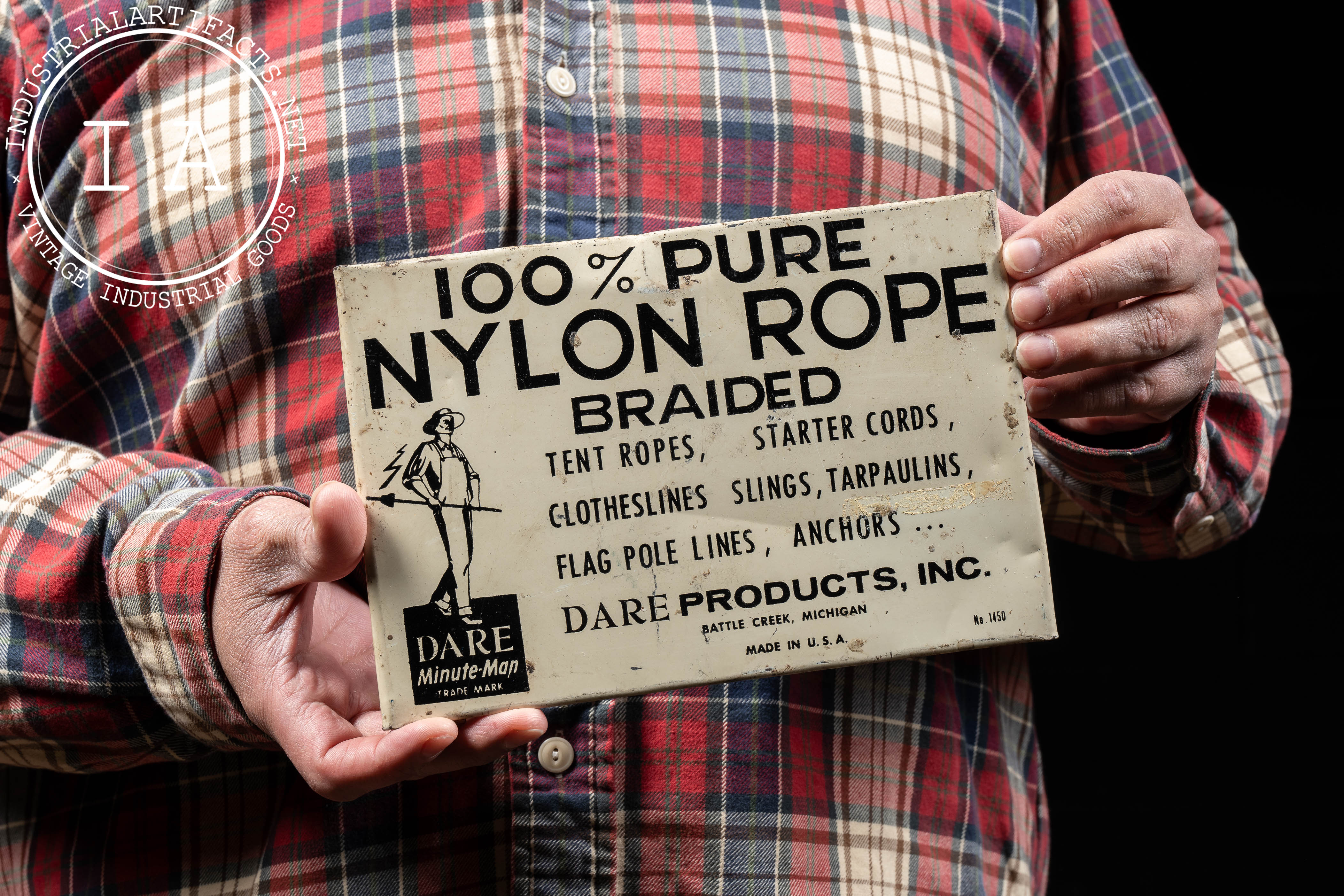 Vintage Dare Nylon Rope Tin Litho Advertising Sign – Industrial Artifacts