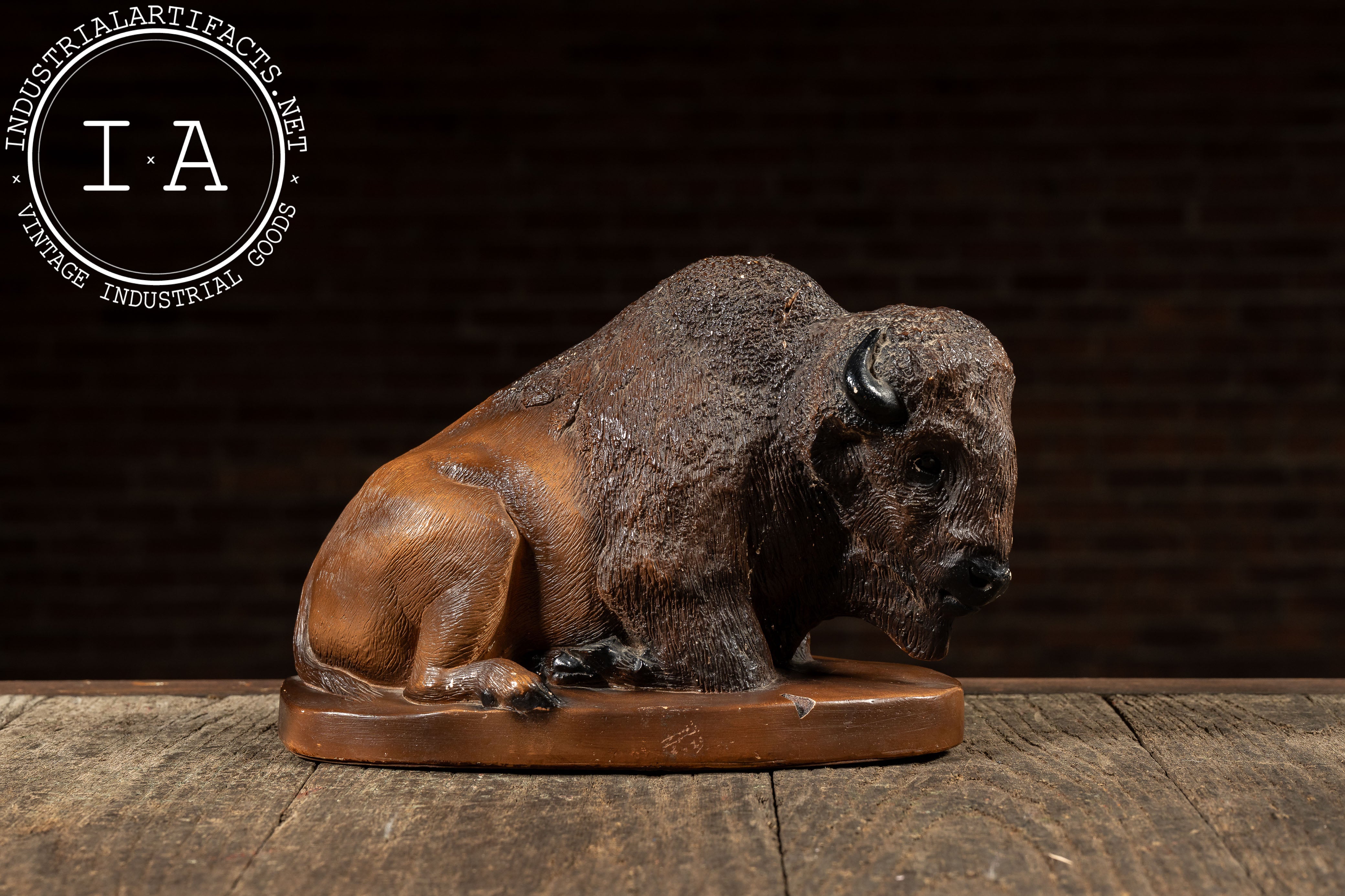 Vintage Ceramic Bison Coin Bank – Industrial Artifacts