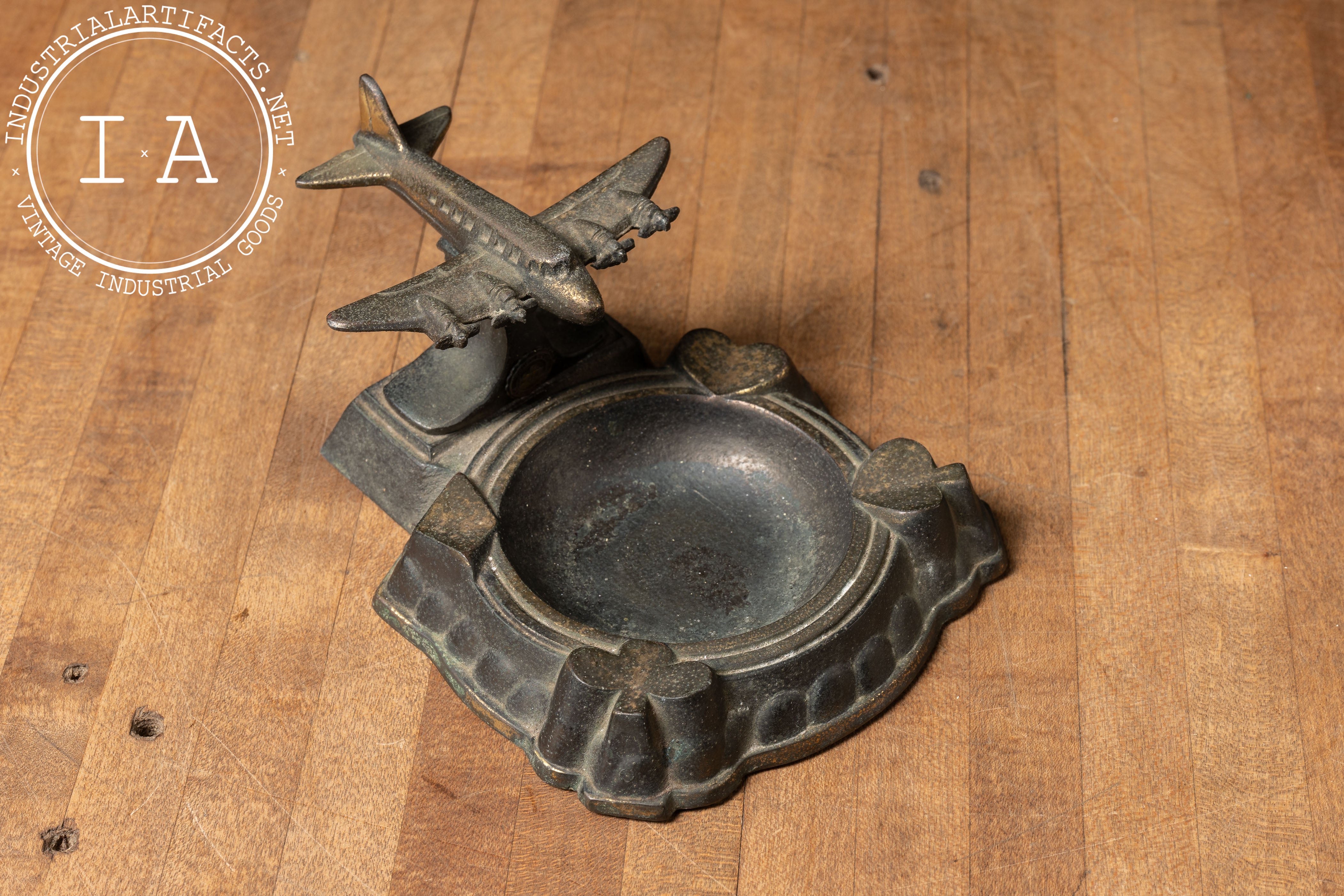Vintage Cast Metal B-17 Ashtray with Poker Motif – Industrial Artifacts