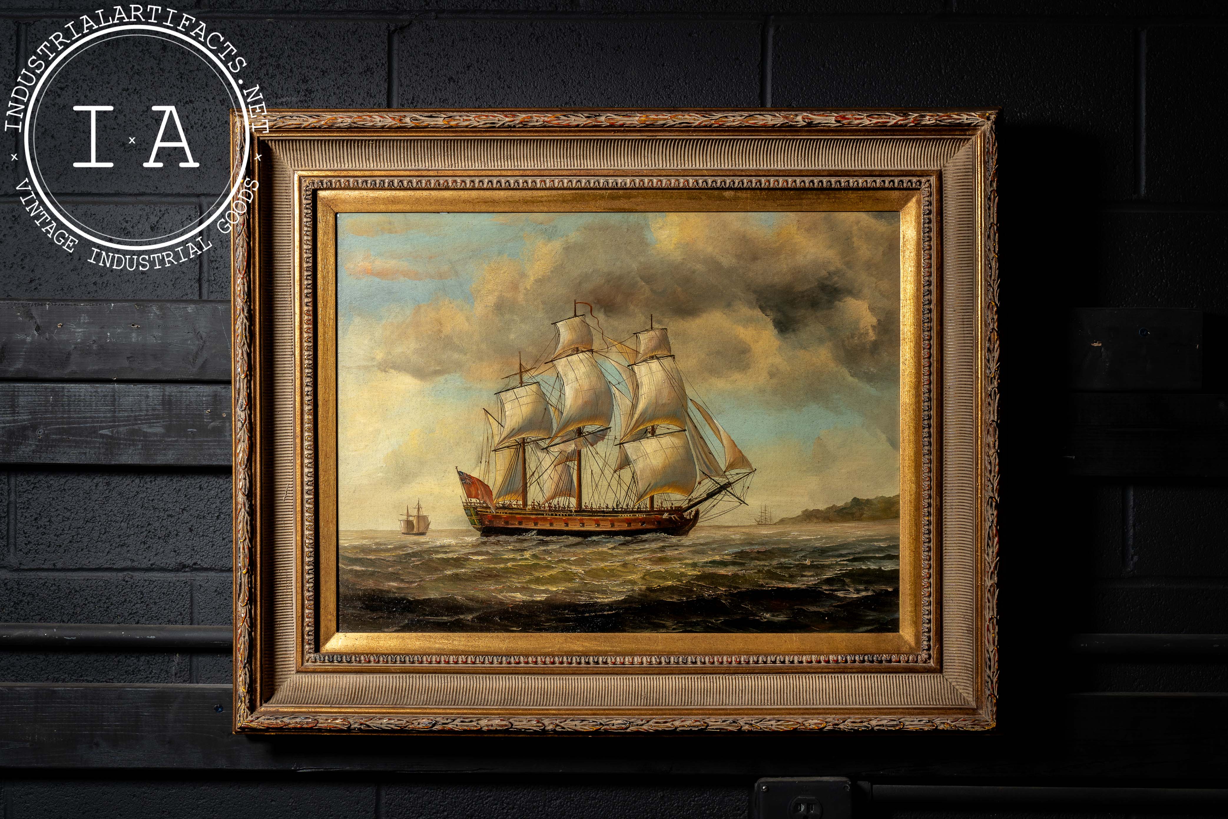 24-Gun Sloop Warship | Framed Original Sanders Nautical Oil Painting ...