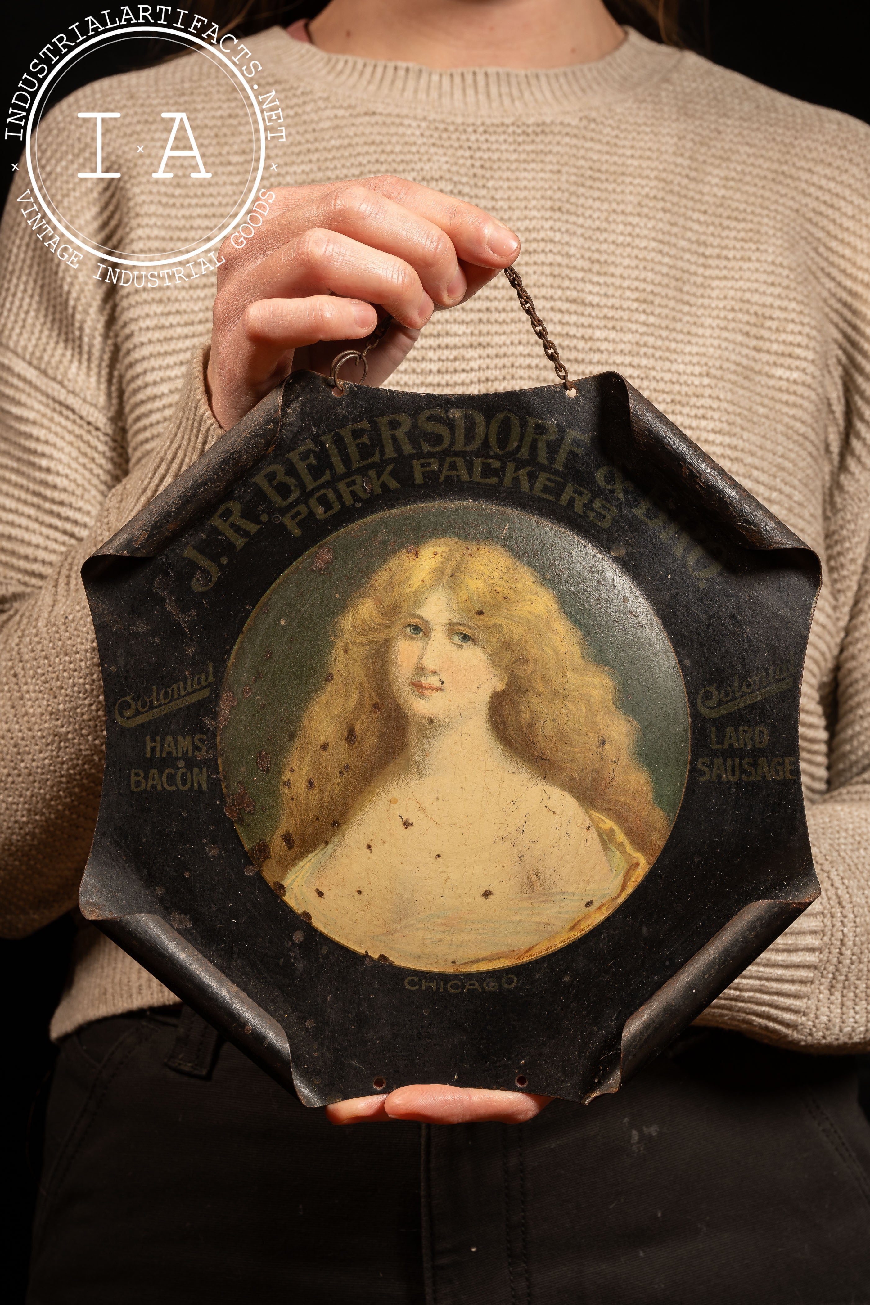 Early 1900s J.R. Beiersdorf & Co. Tin Sign with Rolled Edges ...