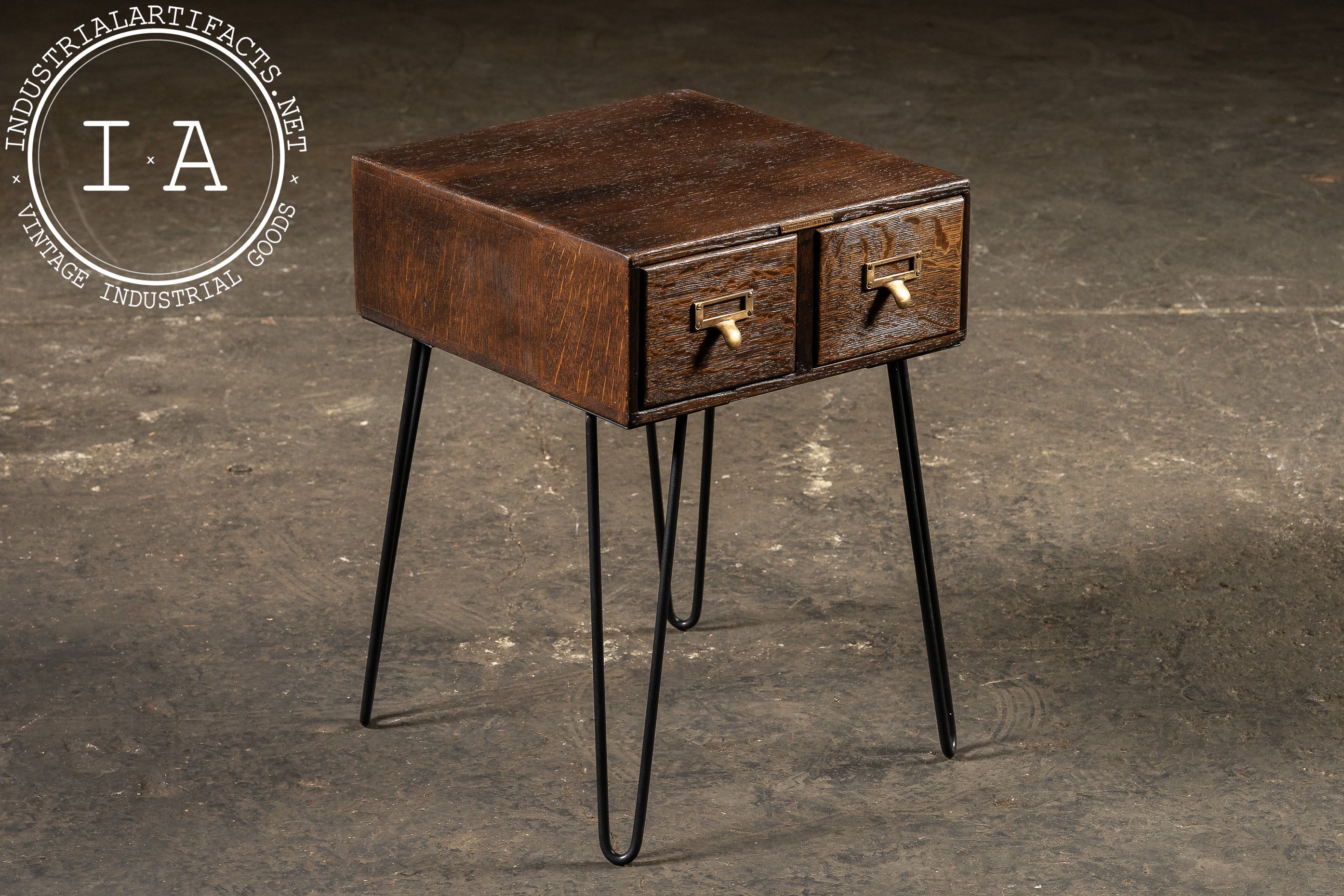 Antique Oak Card Catalog Side Table by Library Bureau – Industrial ...