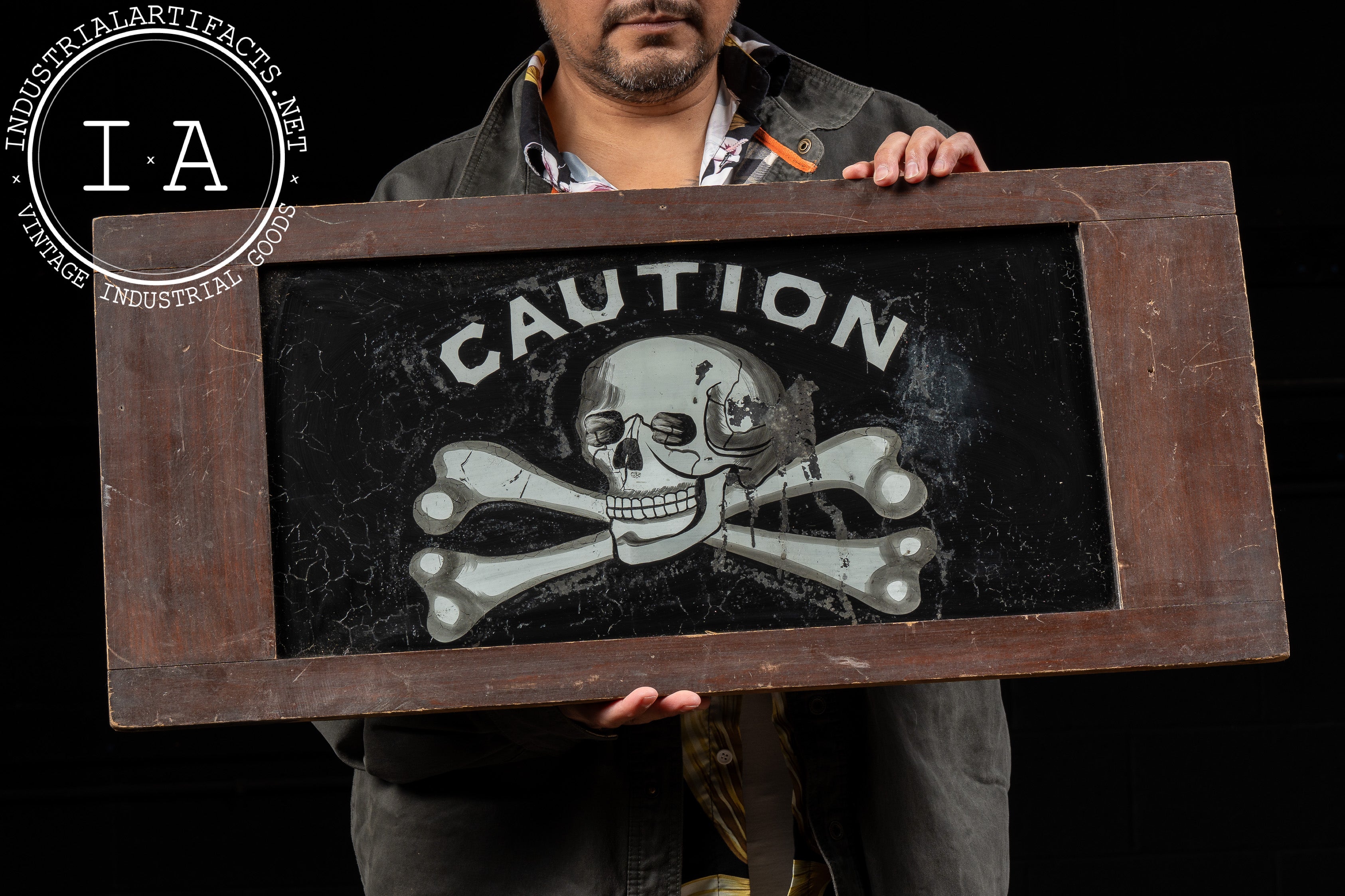 Early 20th Century Reverse-Painted IOOF Skull and Bones Glass Sign ...