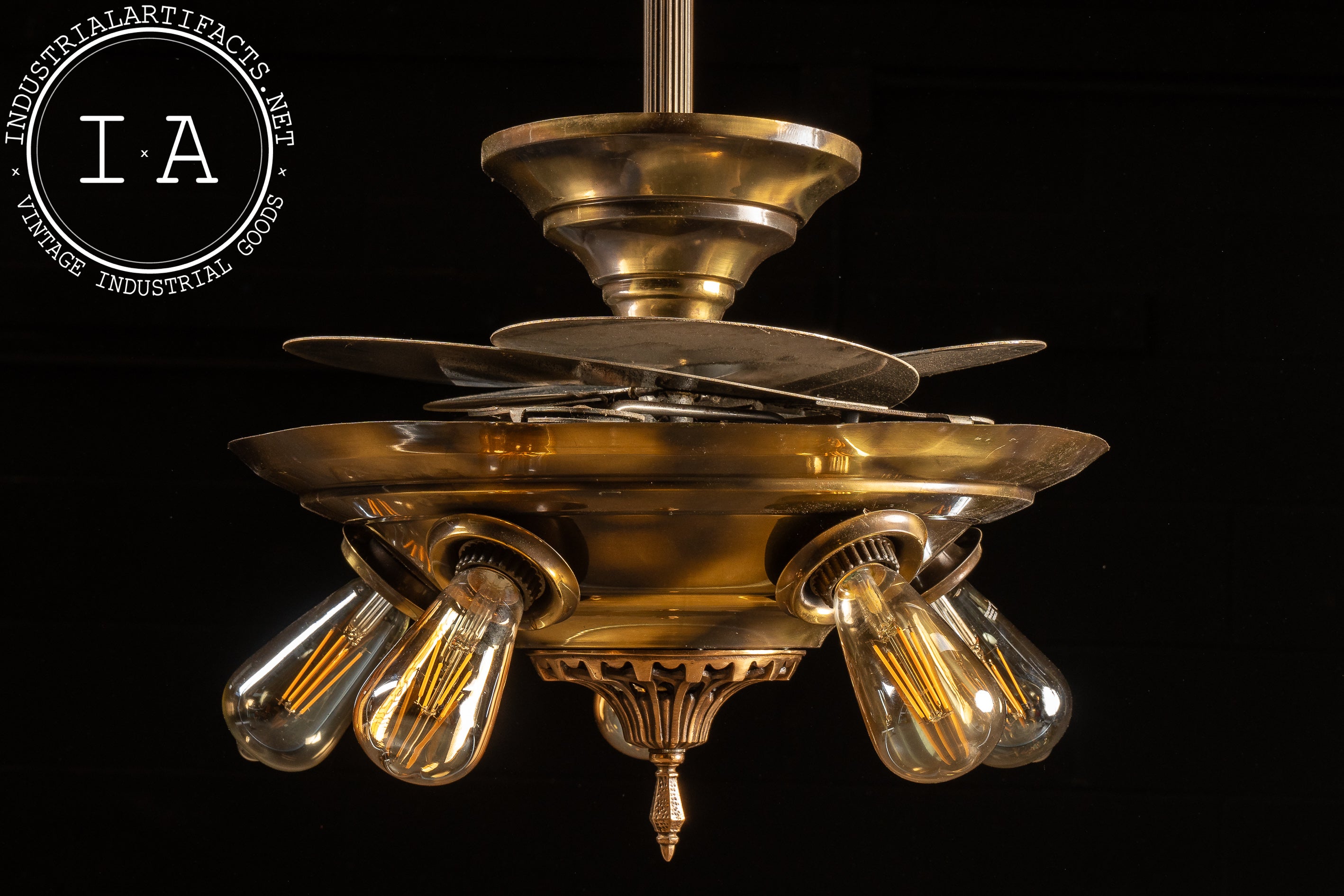 Antique Brass "Bird Wing" Ceiling Fixture with Retractable Blades ...
