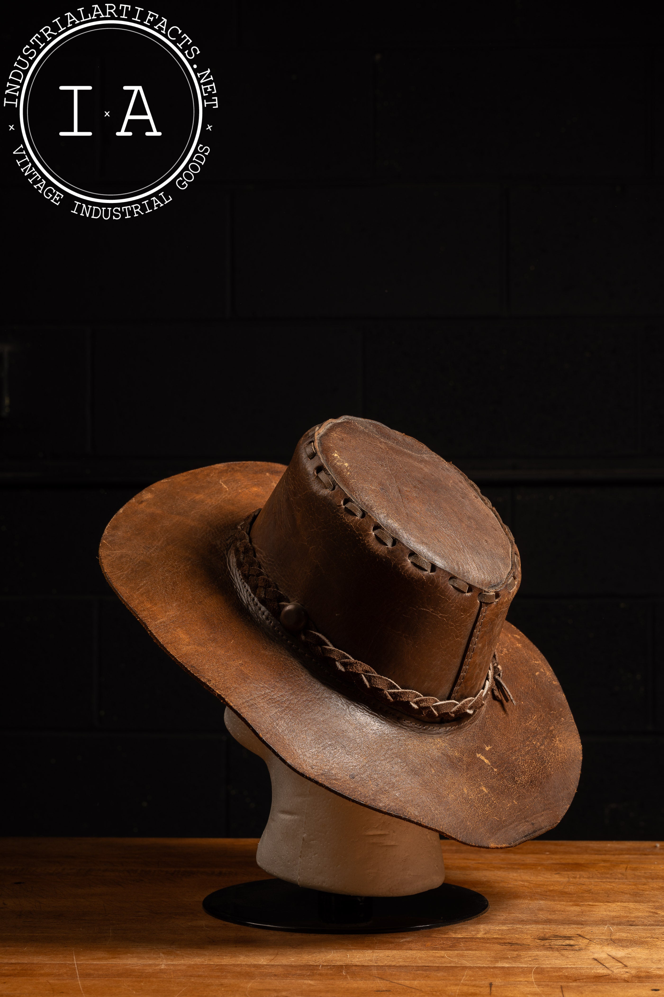 Vintage Leather Crusher Hat – Industrial Artifacts