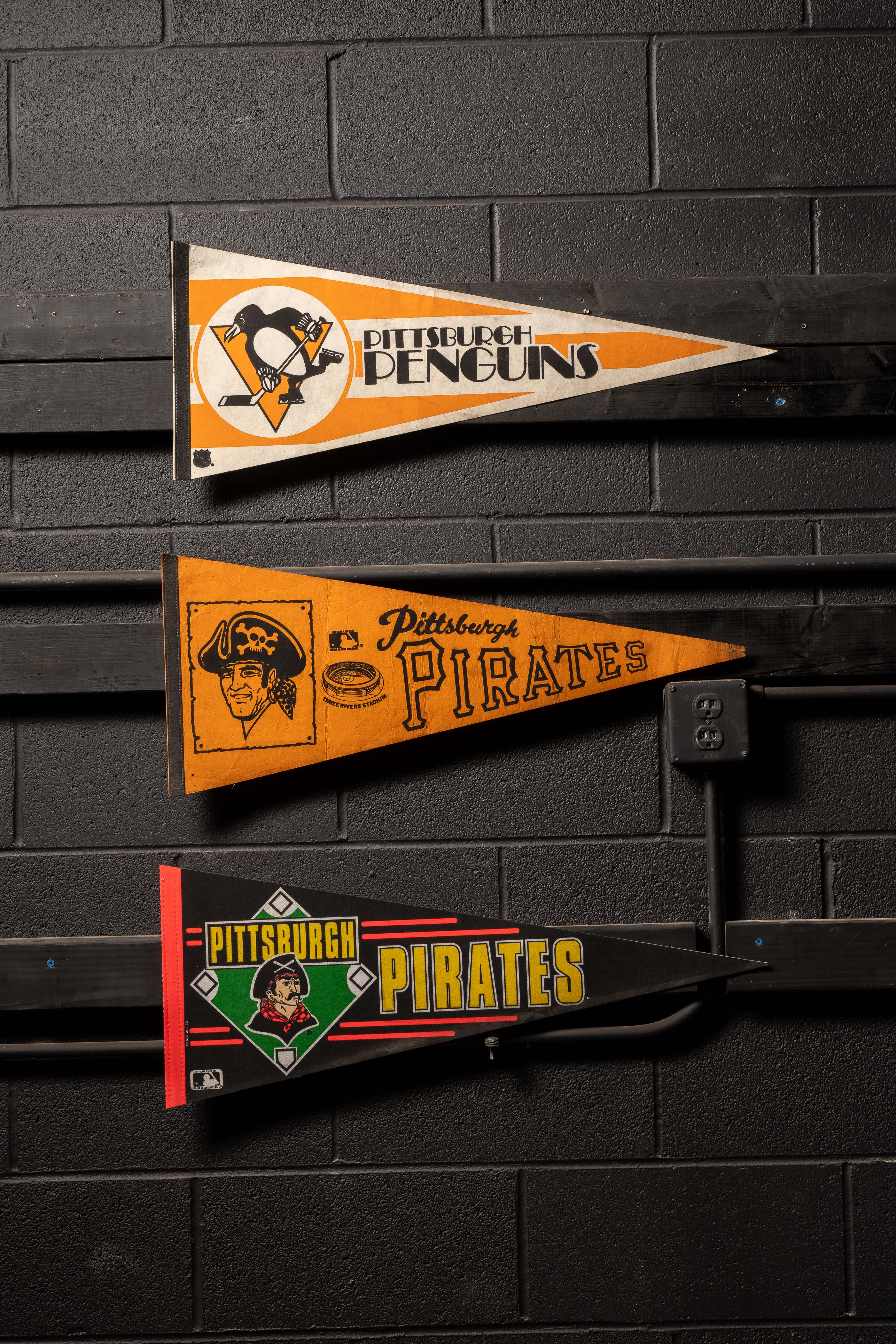 Set of Three Vintage MLB/NHL Pennants – Industrial Artifacts