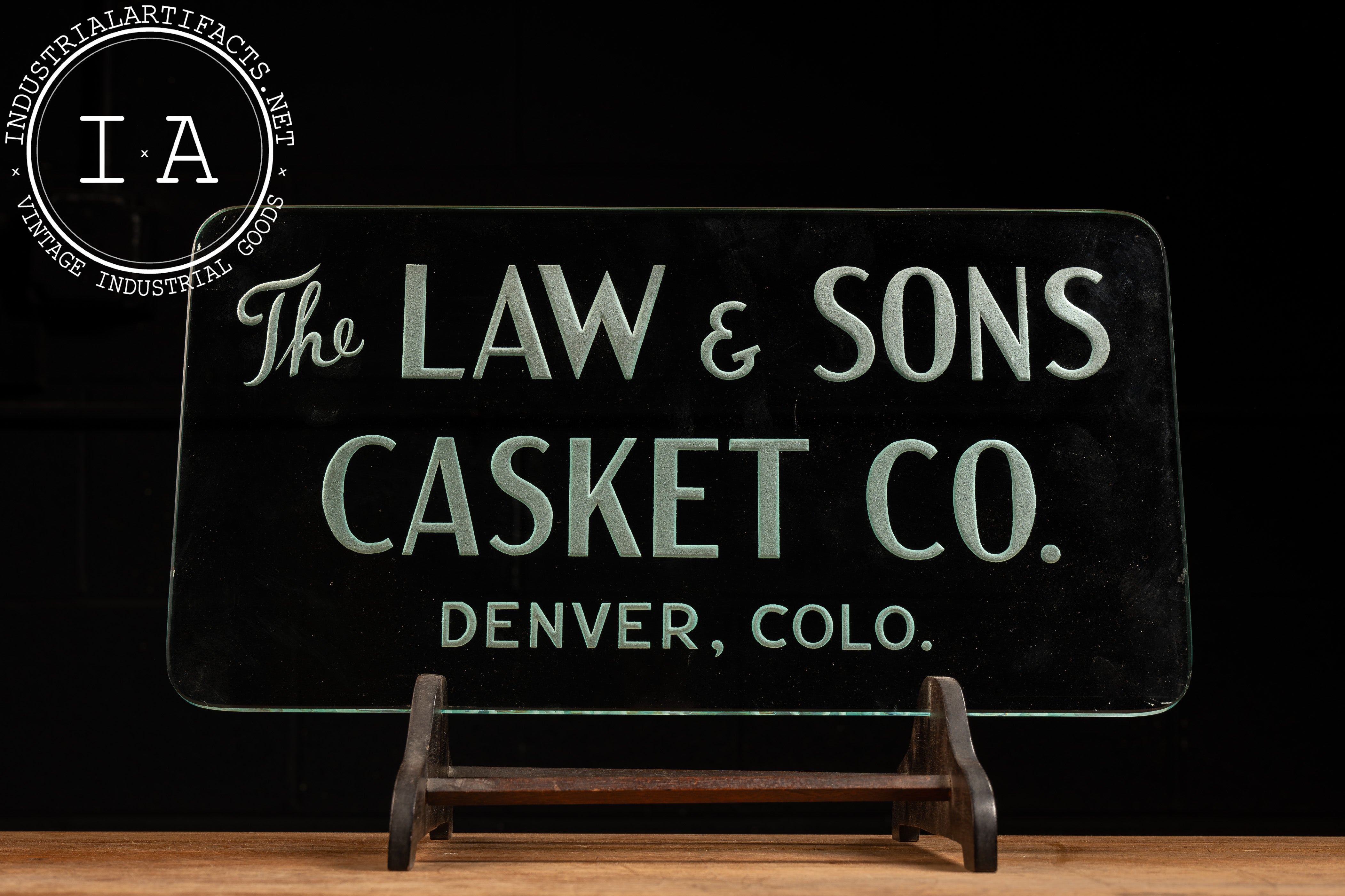 Vintage Law & Sons Etched Glass Sign Sign – Industrial Artifacts