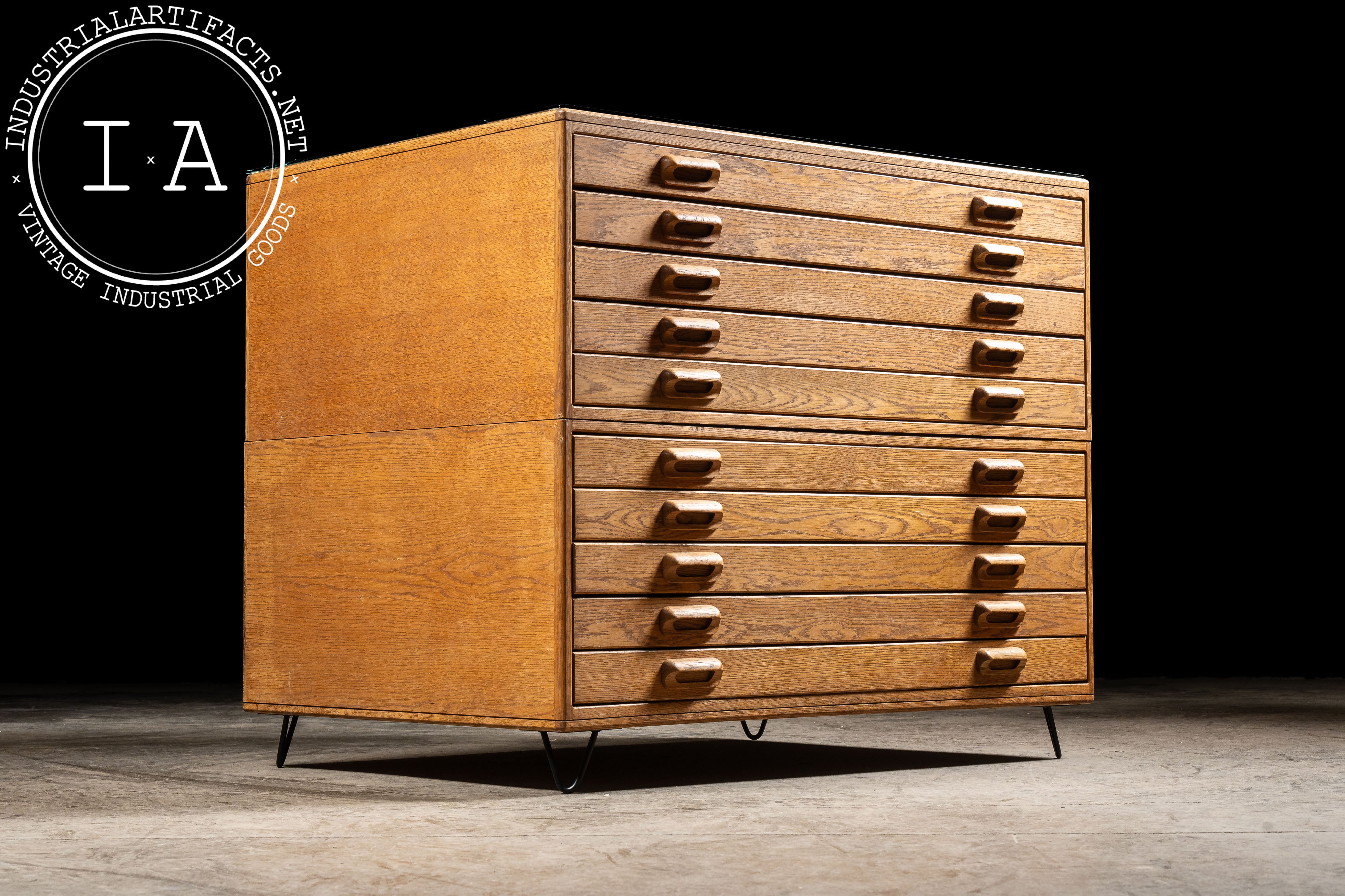 MCM Double Stack Flat File With Glass Top – Industrial Artifacts