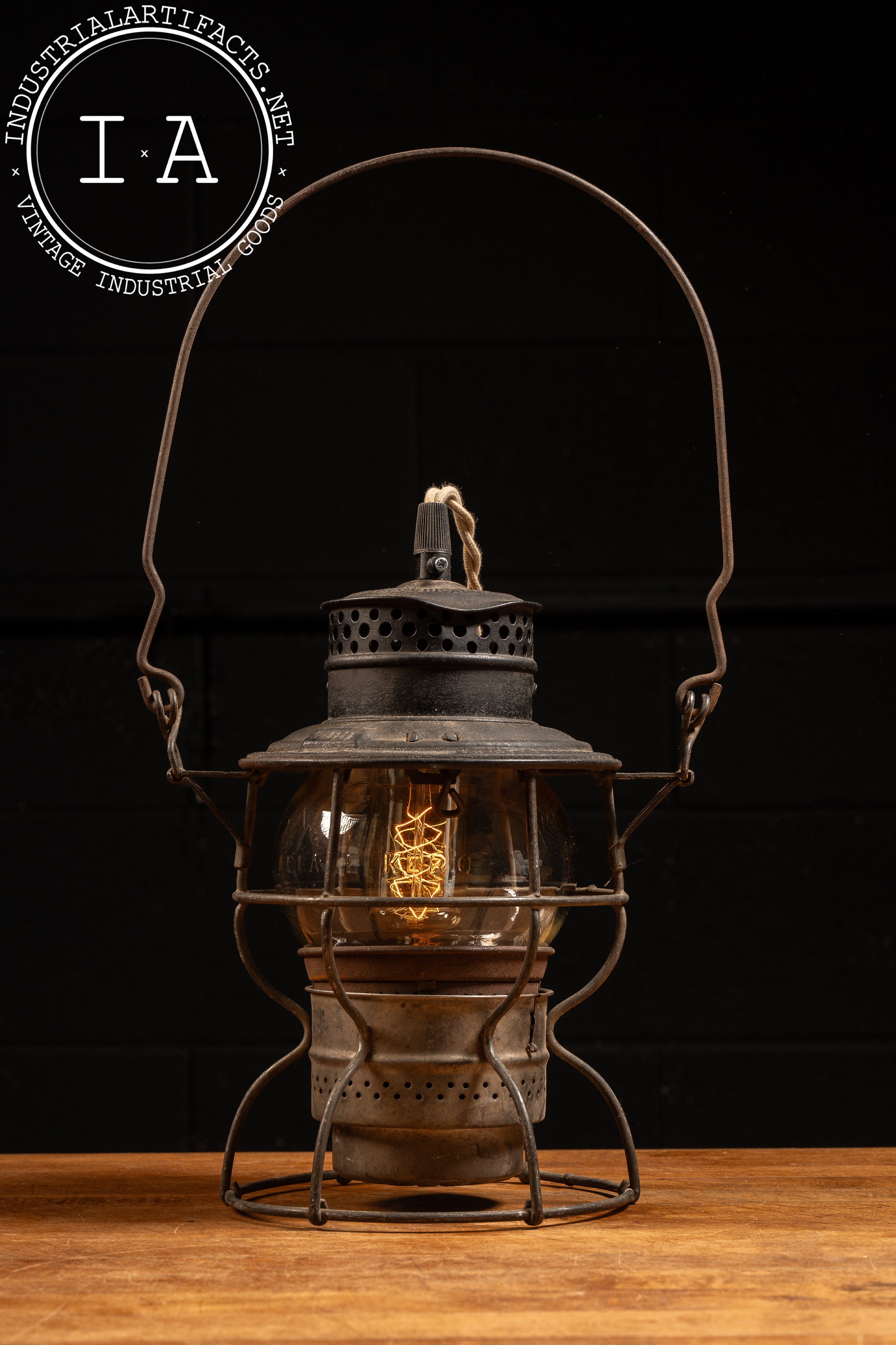 Antique Converted Kerosene Lantern – Industrial Artifacts
