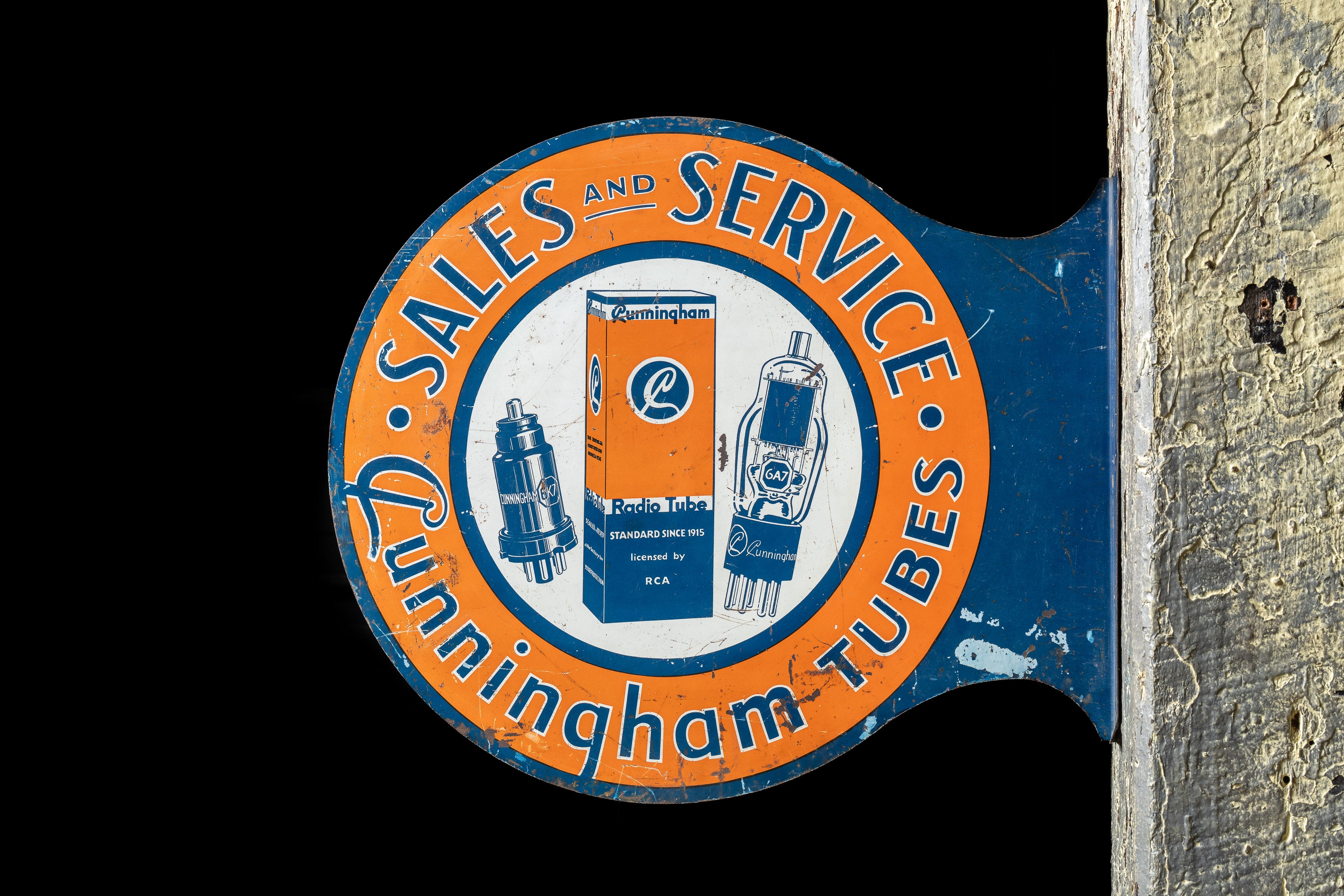 Vintage Cunningham Tubes Double-Sided Litho Flange Sign – Industrial ...