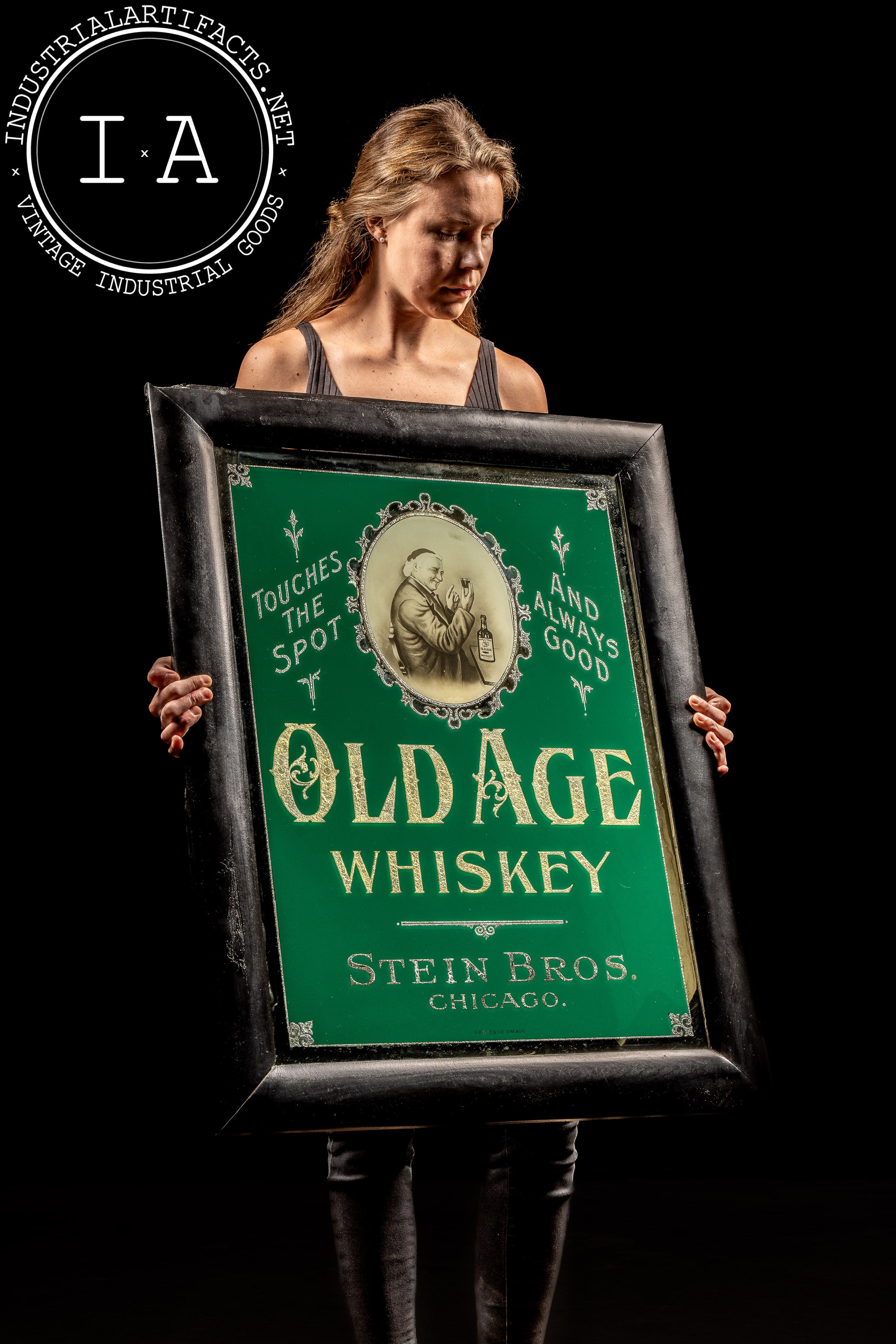 Pre-Prohibition Old Age Whiskey ROG Advertising Sign – Industrial Artifacts