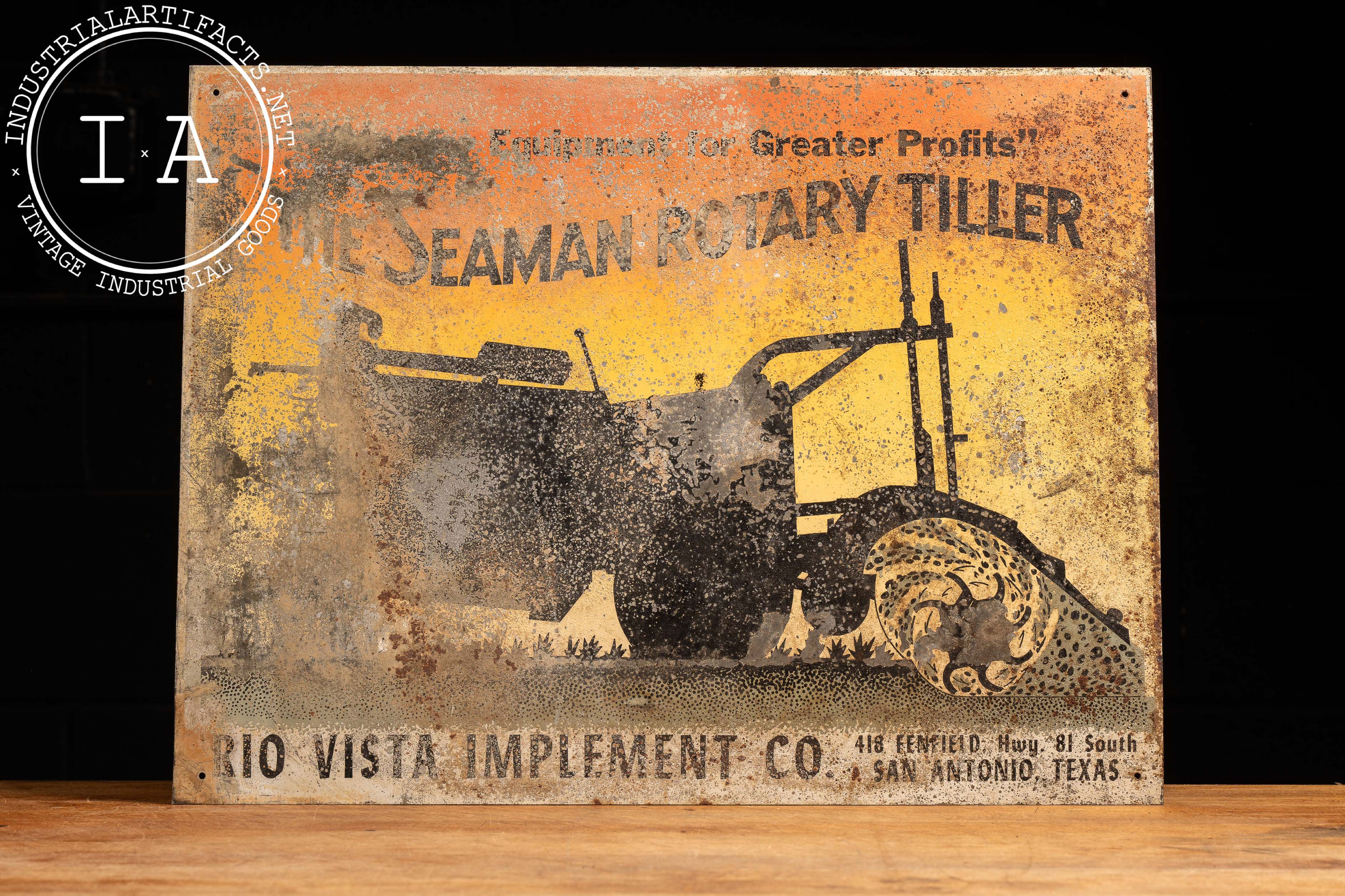 Antique Seaman Rotary Tiller Tin Litho Sign – Industrial Artifacts