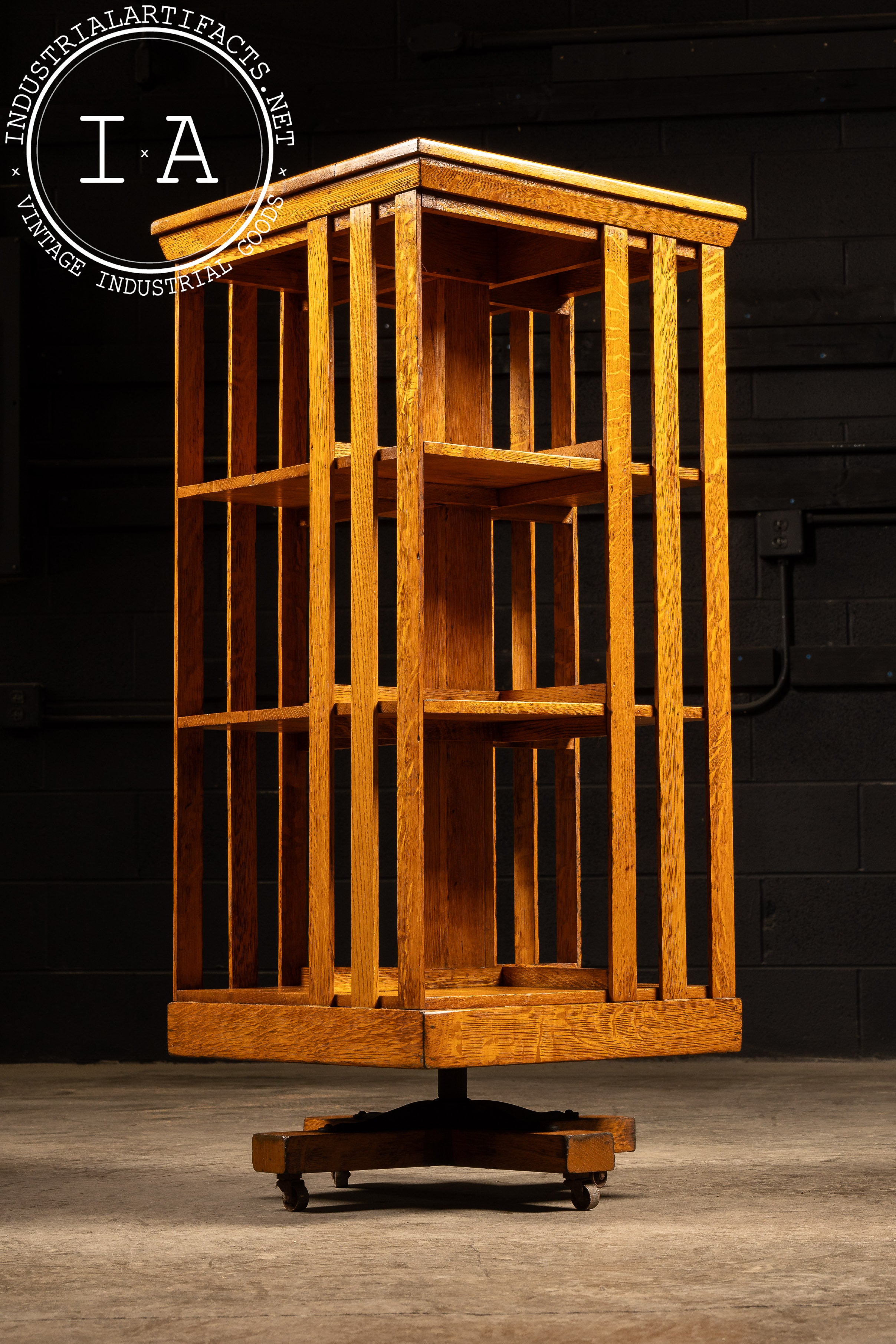 Early 20th Century Danner Revolving Tiger Oak Bookcase – Industrial ...