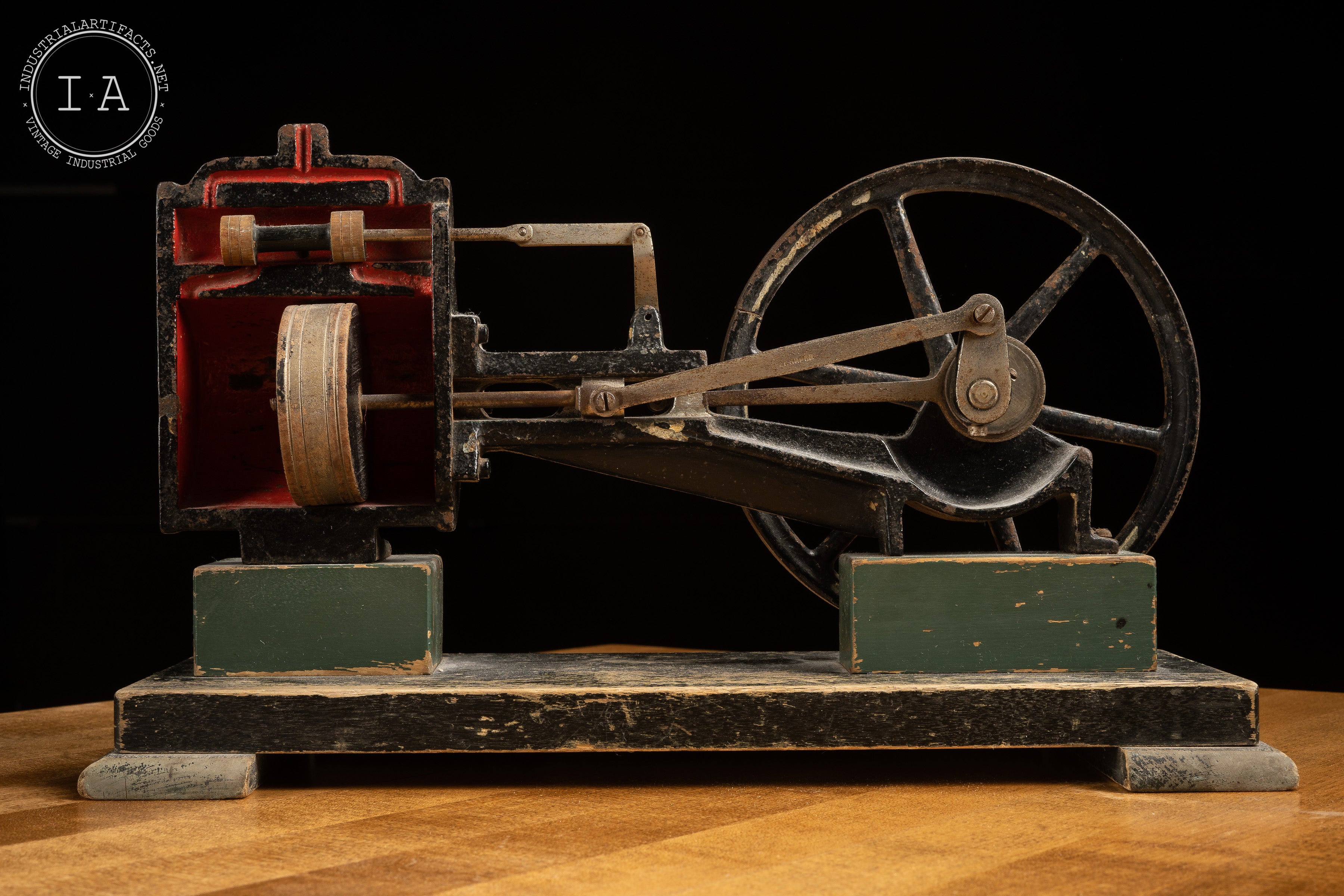 Vintage European Cast Iron Steam Engine Cutaway – Industrial Artifacts