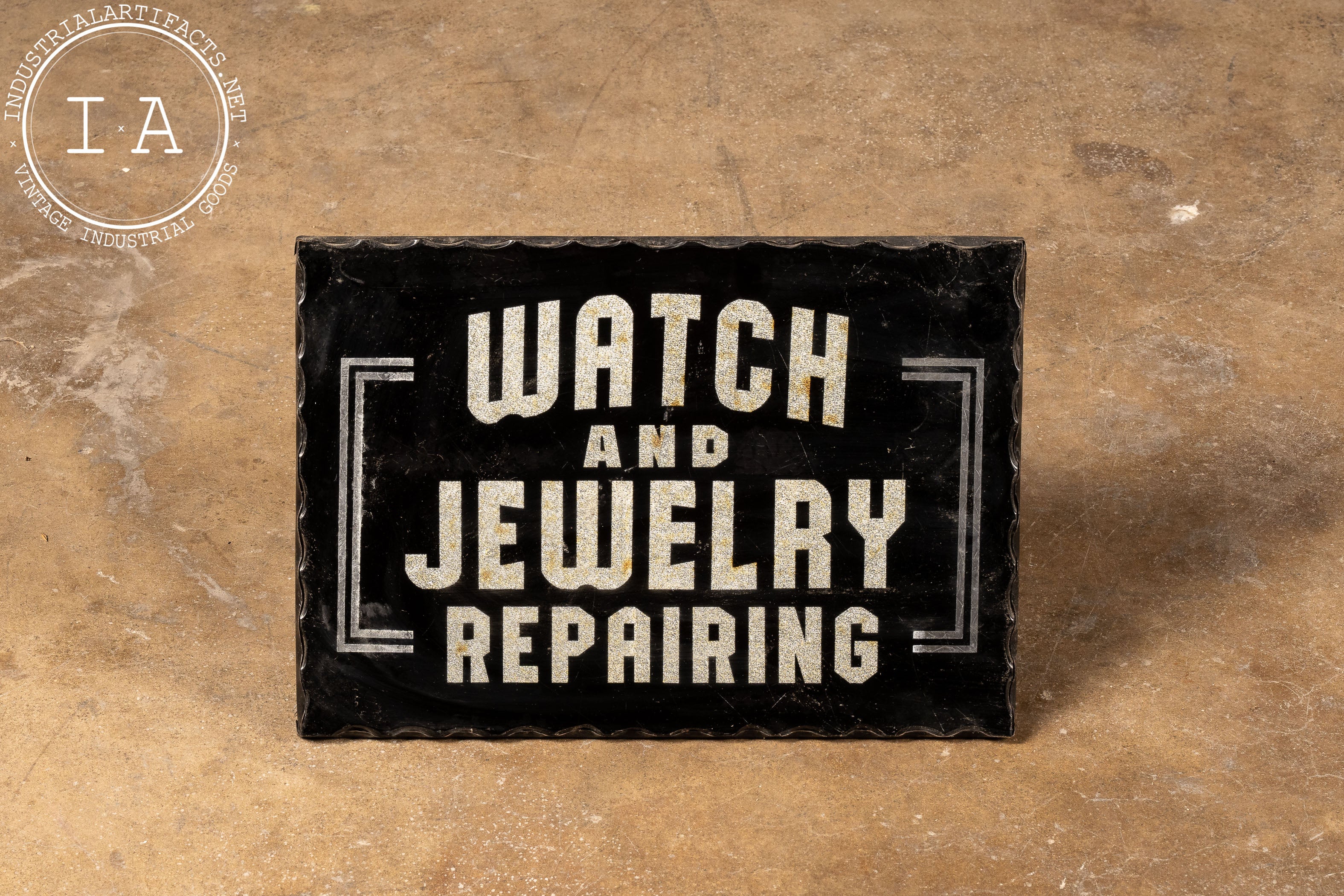Antique Glue Chipped Scalloped Glass Watch Repair Sign – Industrial ...