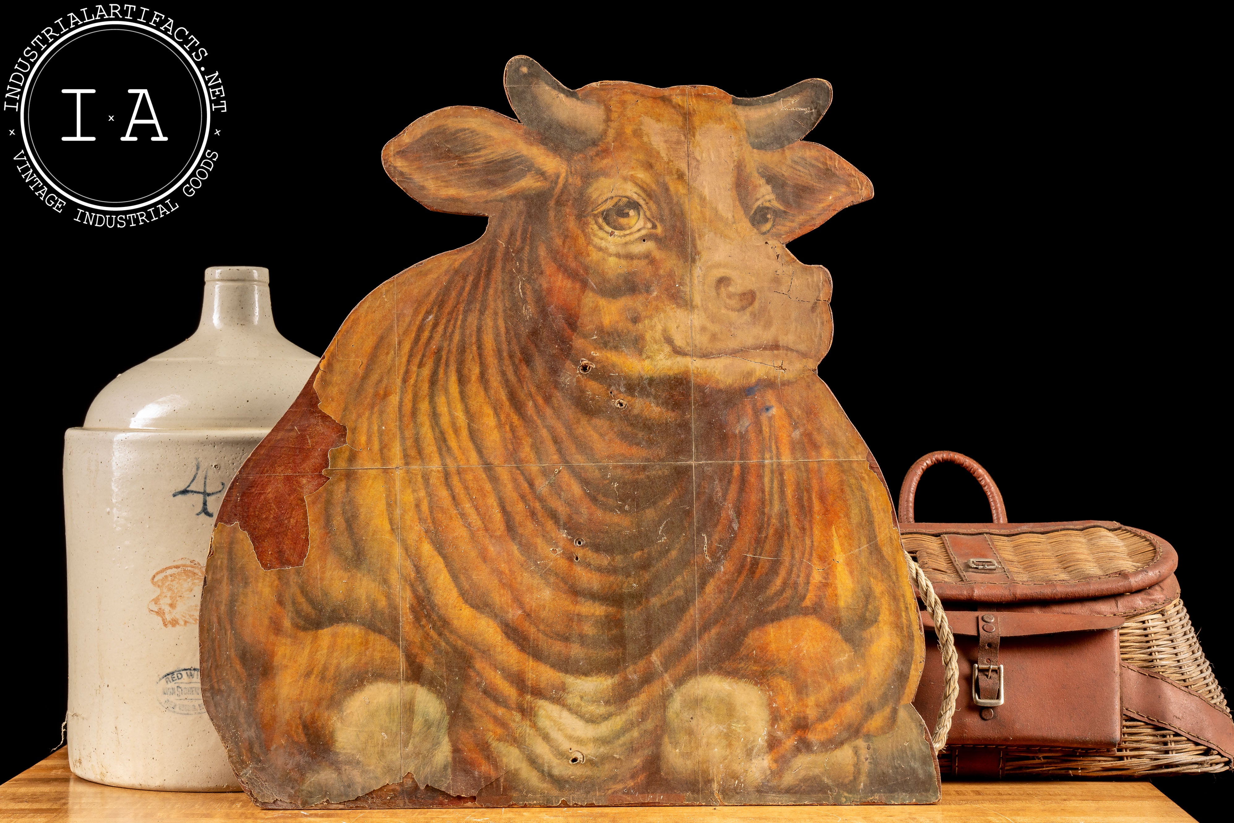 Vintage Wooden Nativity Scene Cow Art – Industrial Artifacts