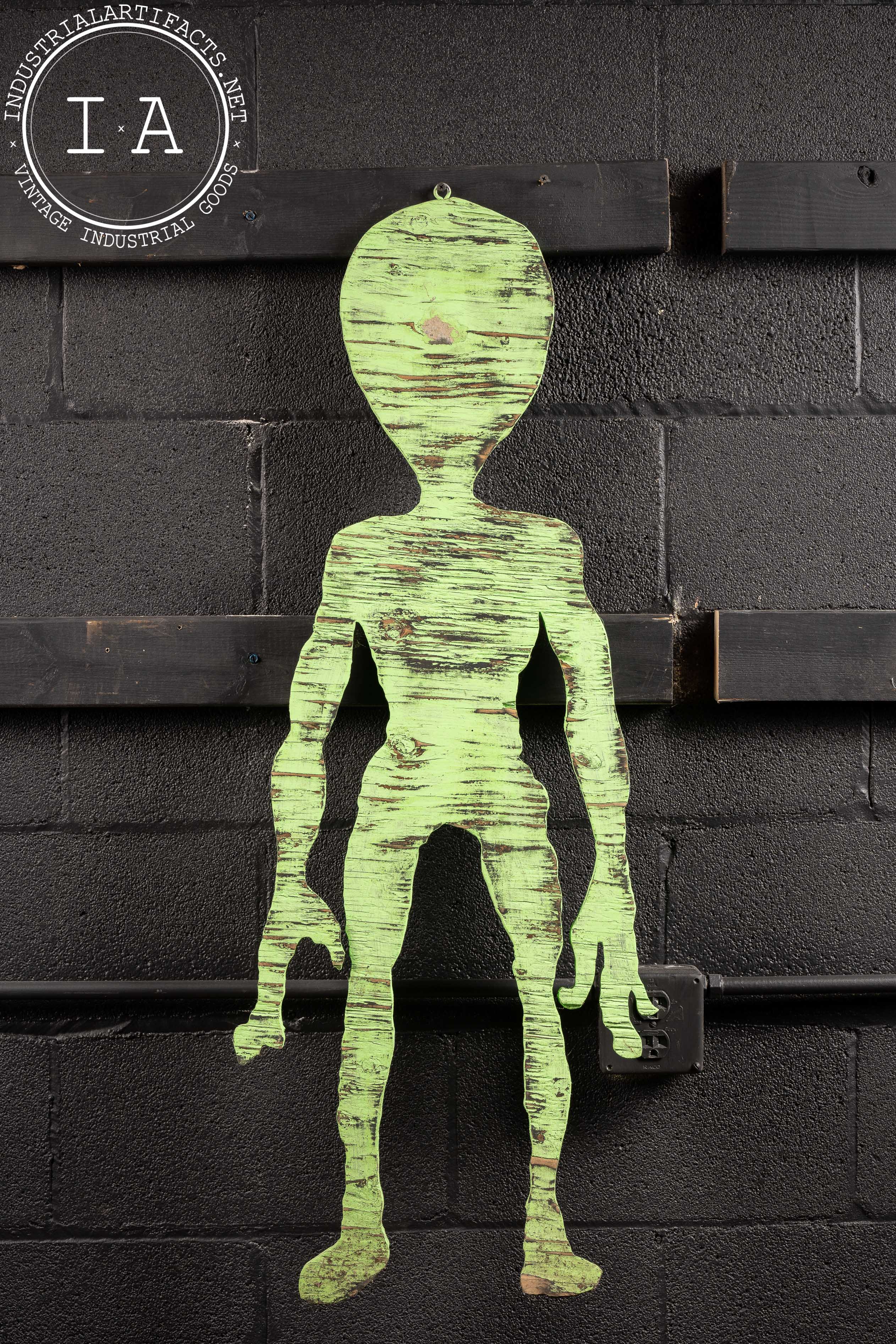 Vintage Painted Wood Folk Art Alien – Industrial Artifacts