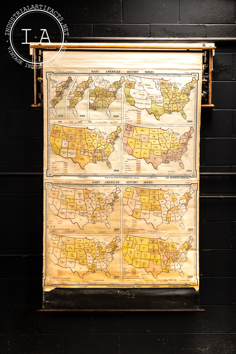 c. 1920 Pulldown Cartographers Cabinet With Four Maps – Industrial ...