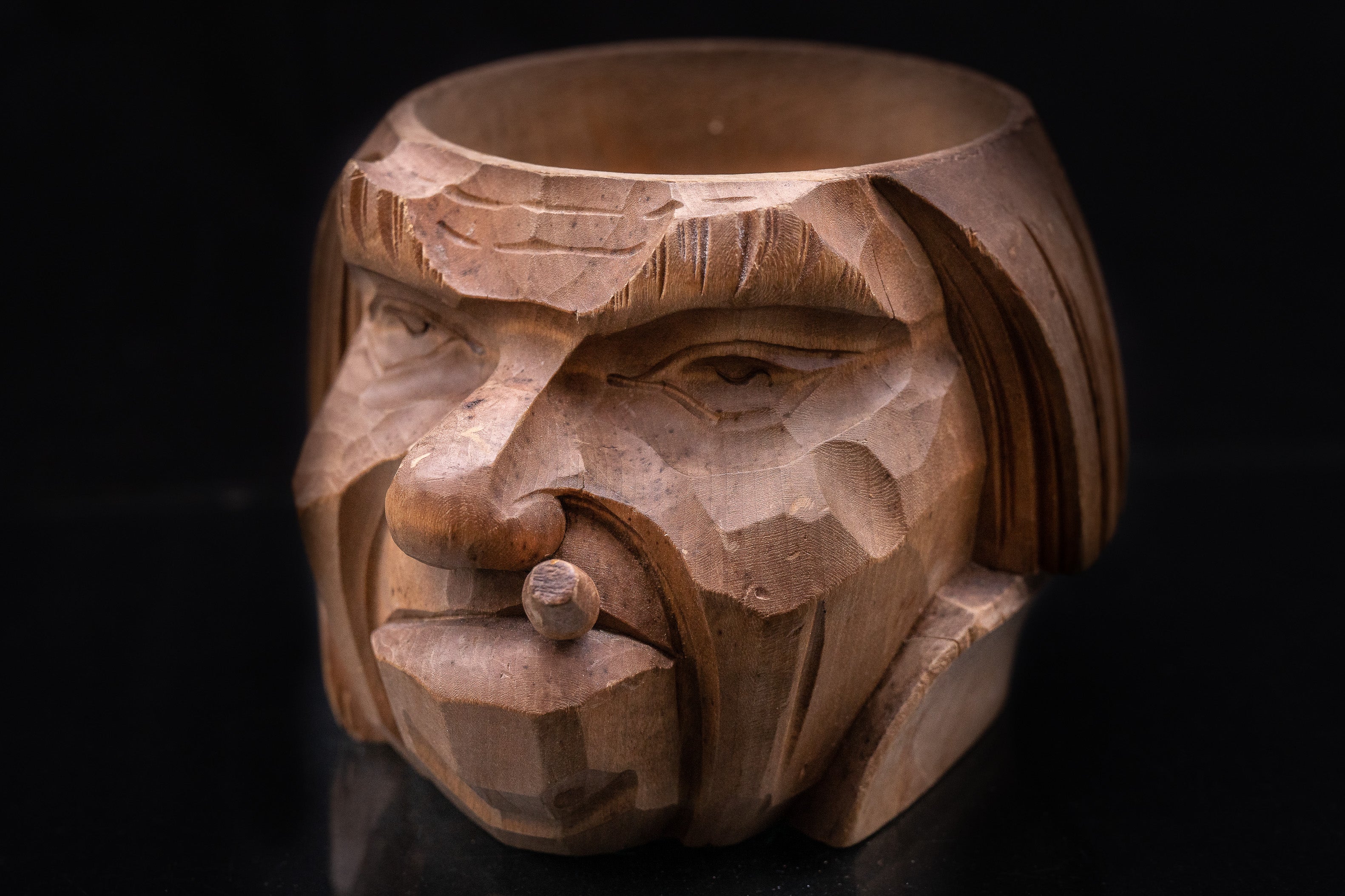 Vintage Carved Wooden Figural Mug – Industrial Artifacts