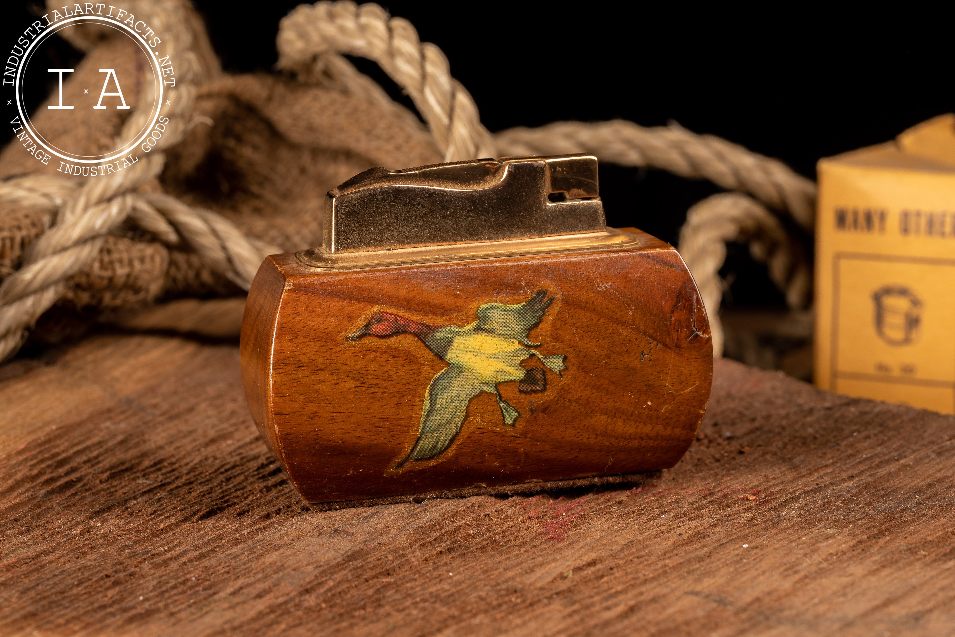 Vintage Good And Duck Wooden Table Lighter – Industrial Artifacts