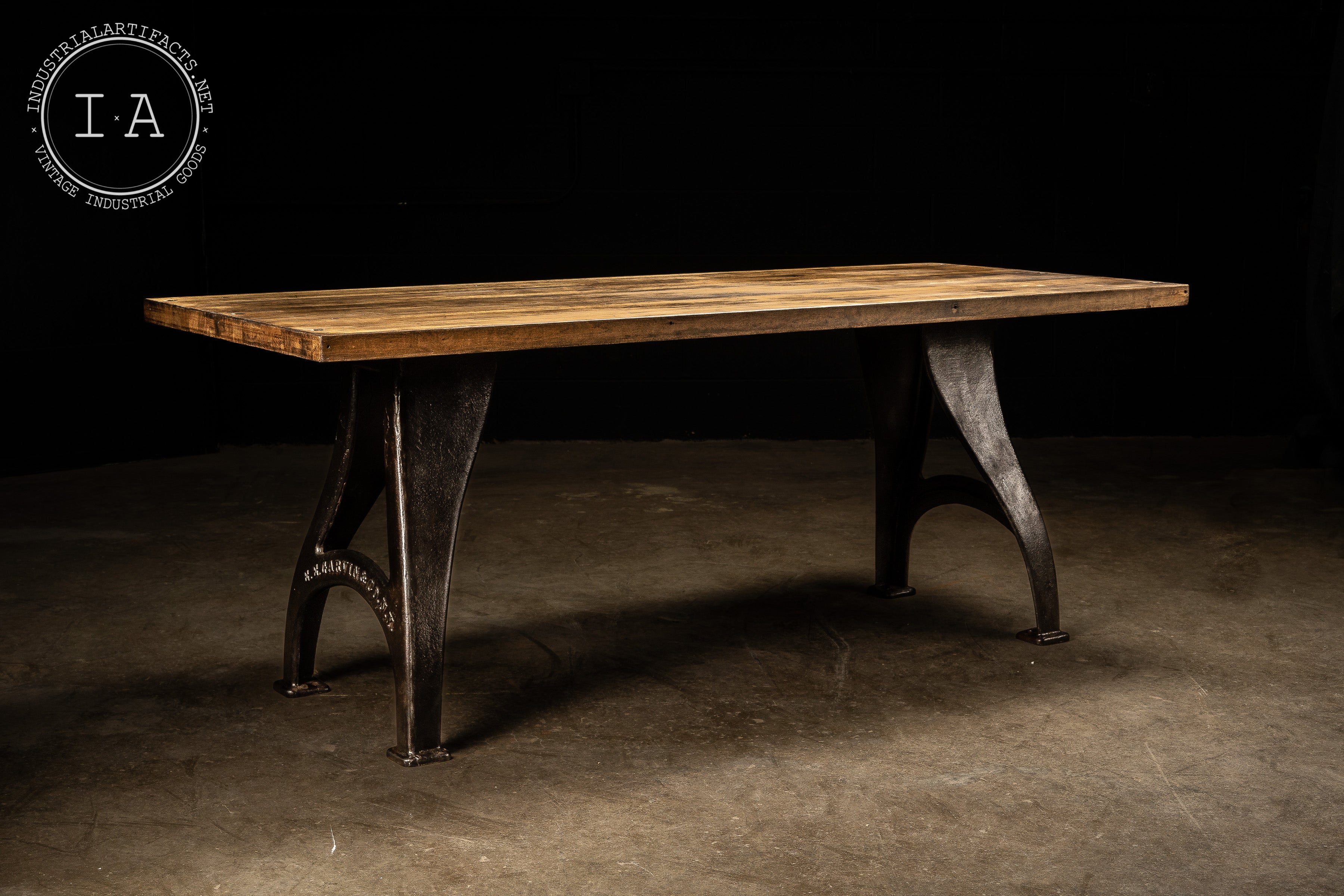 Vintage Industrial Butcher Block Dining Table With Cast Iron Legs ...