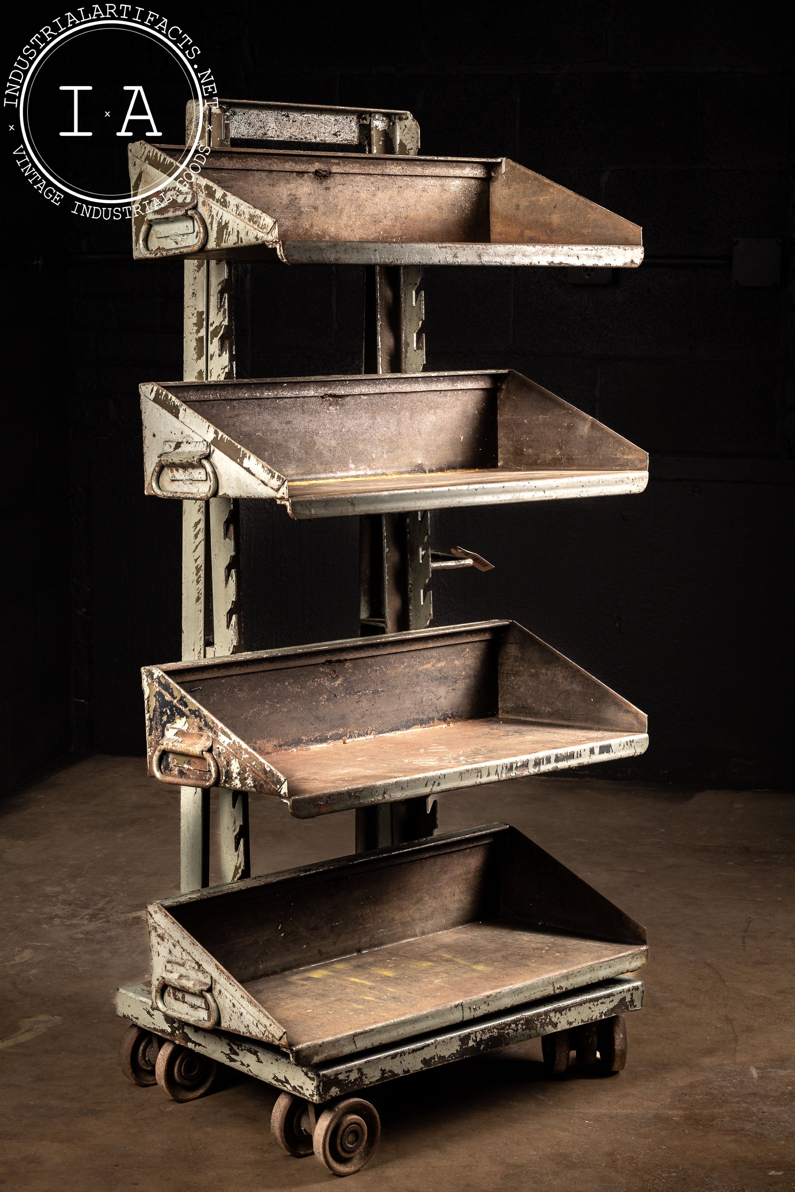 Industrial Antique Rolling Storage Cart With Removable Bins ...