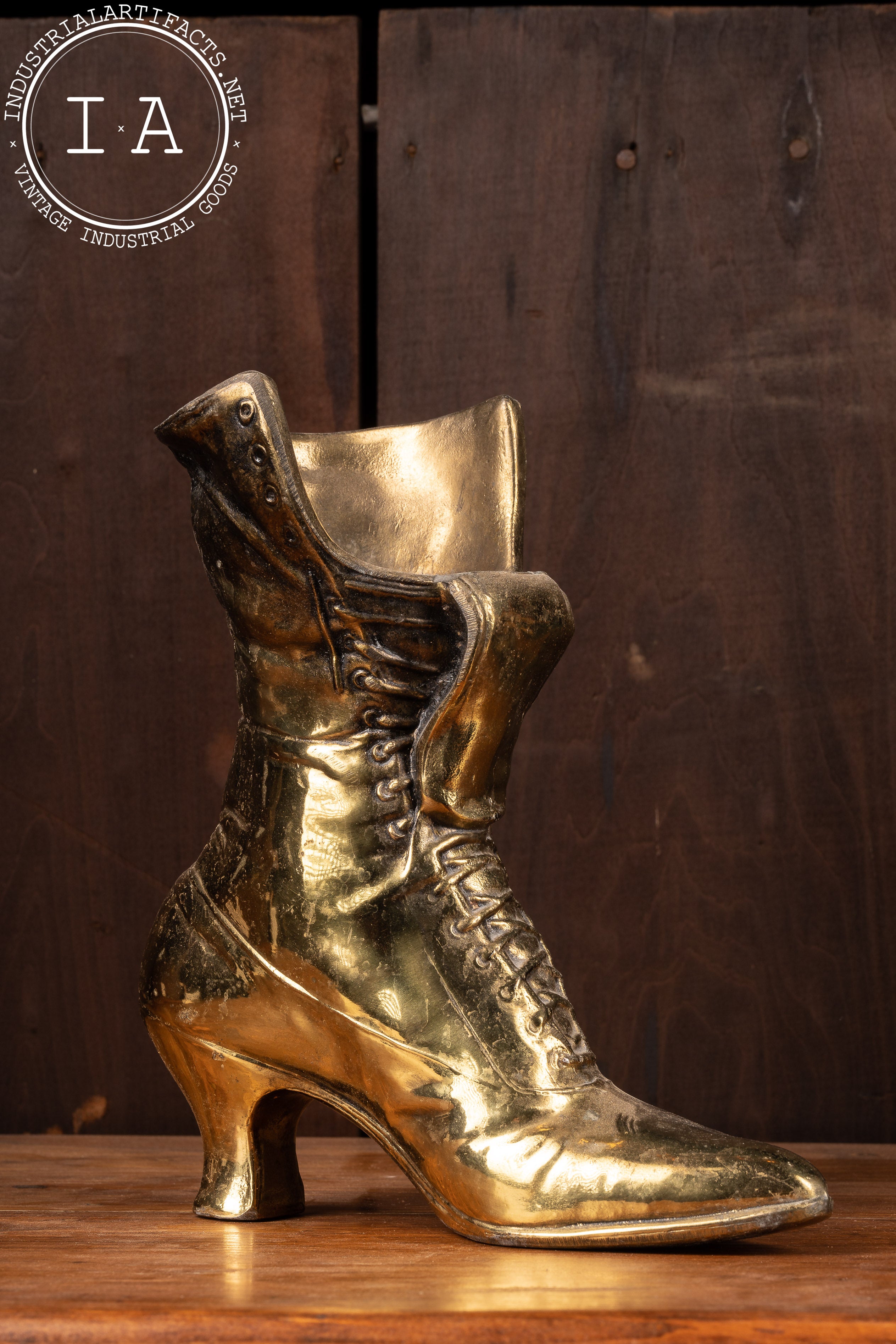 Vintage Cast Brass Boot Window Planter – Industrial Artifacts