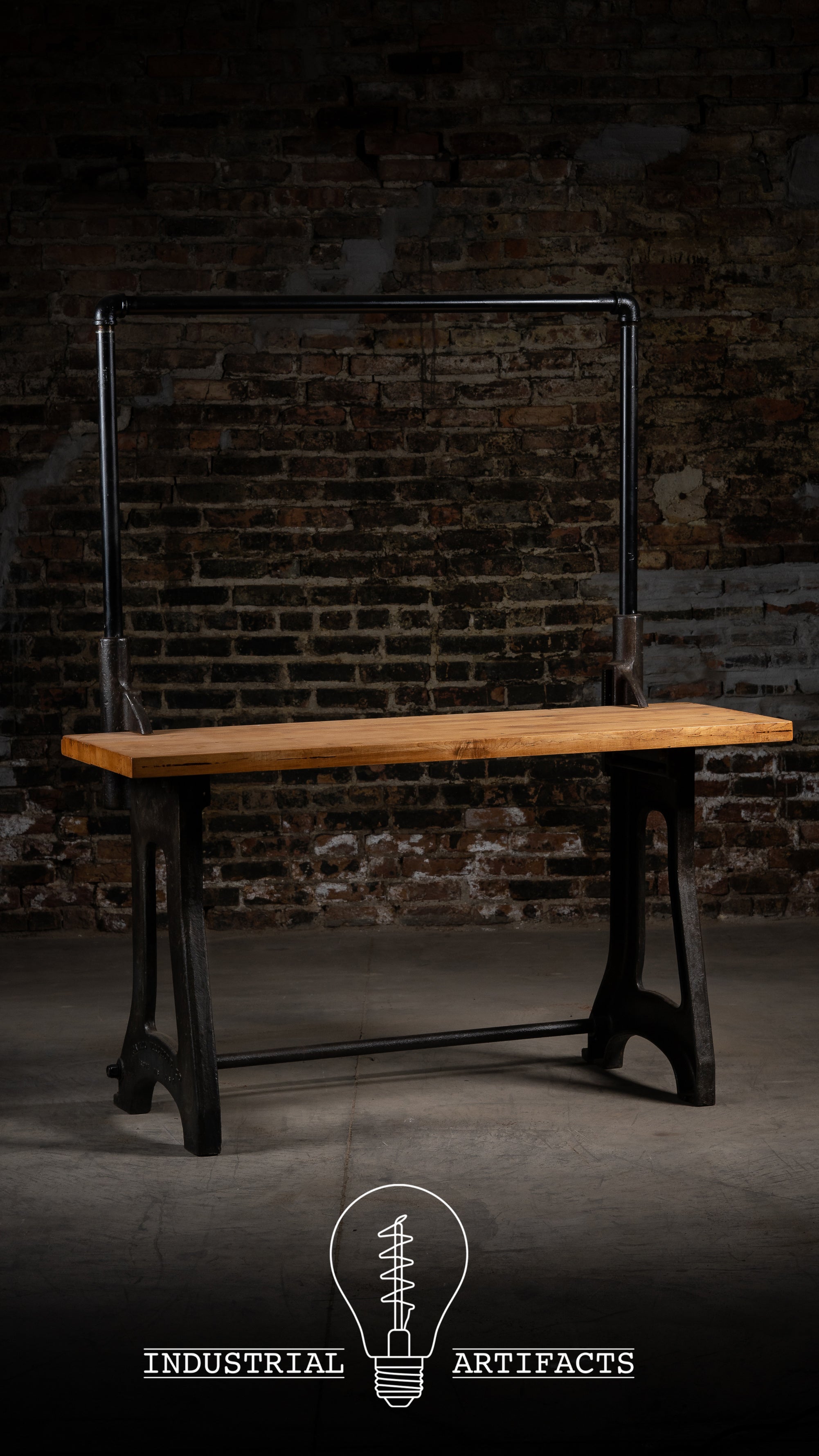 Vintage Industrial Cast Iron Butcher Block Work Bench Island ...